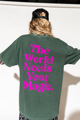 The World Needs Your Magic Oversized Tee in Jade + Pink – Dressed in Lala
