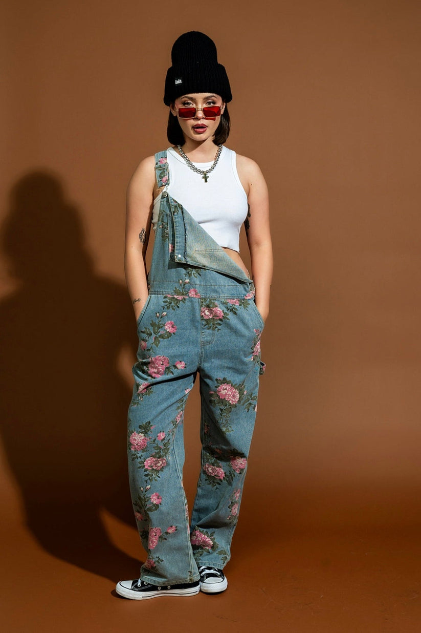 90s Throwback Floral Denim Overalls - Dressed in Lala Original