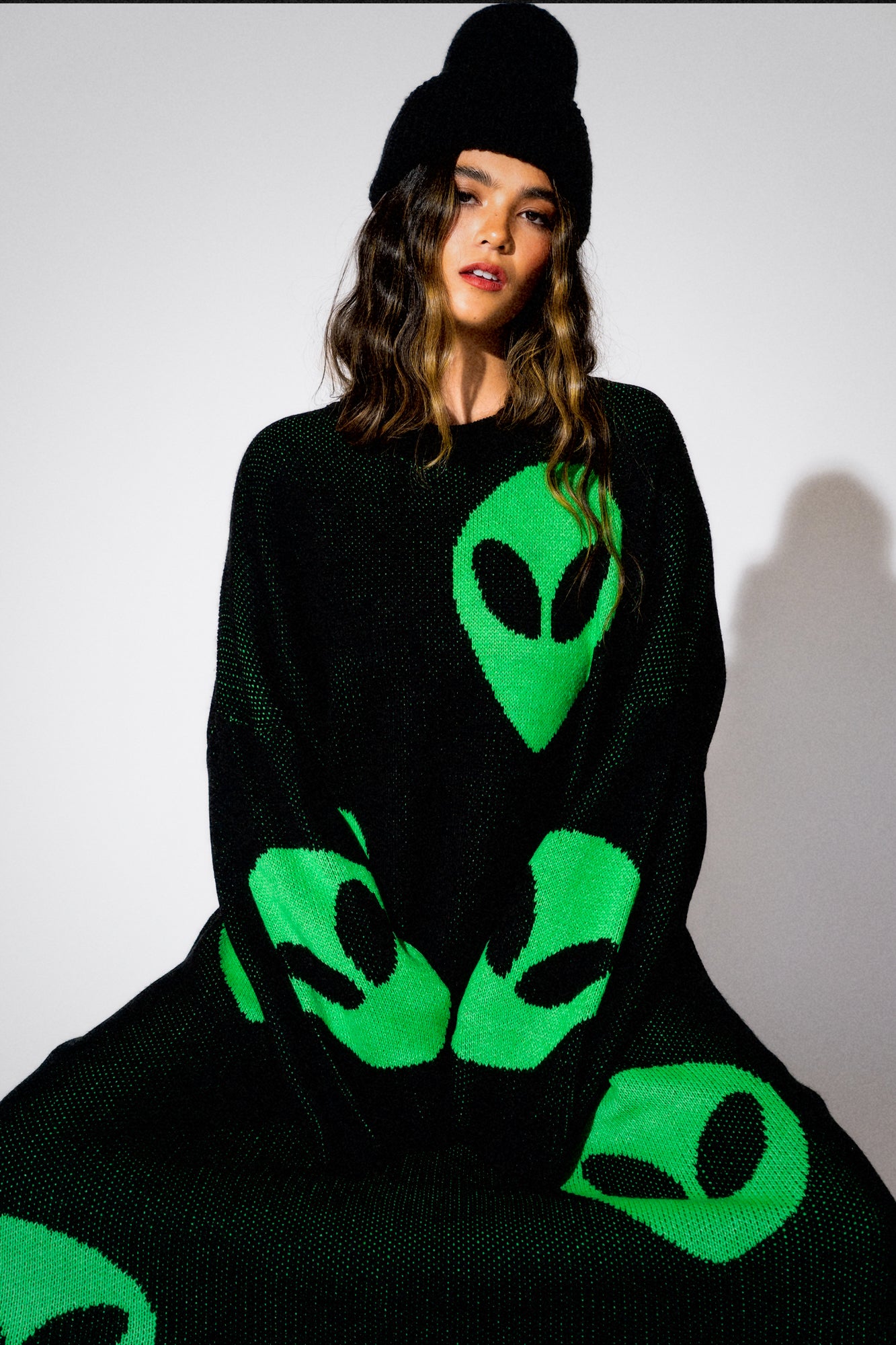 Literally Limitless Oversized Knit Dress in Alien Lover – Dressed in Lala