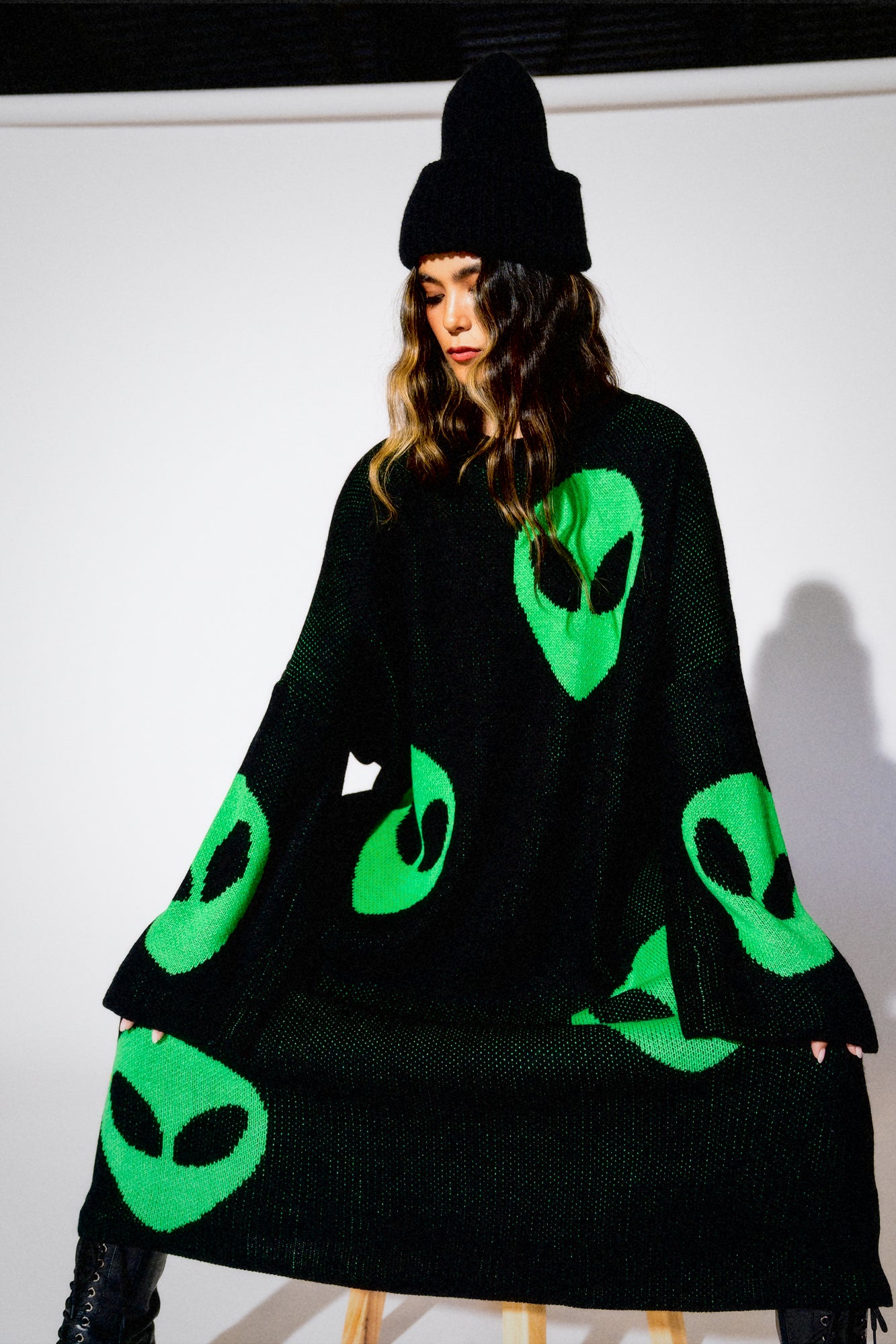 Literally Limitless Oversized Knit Dress in Alien Lover – Dressed in Lala
