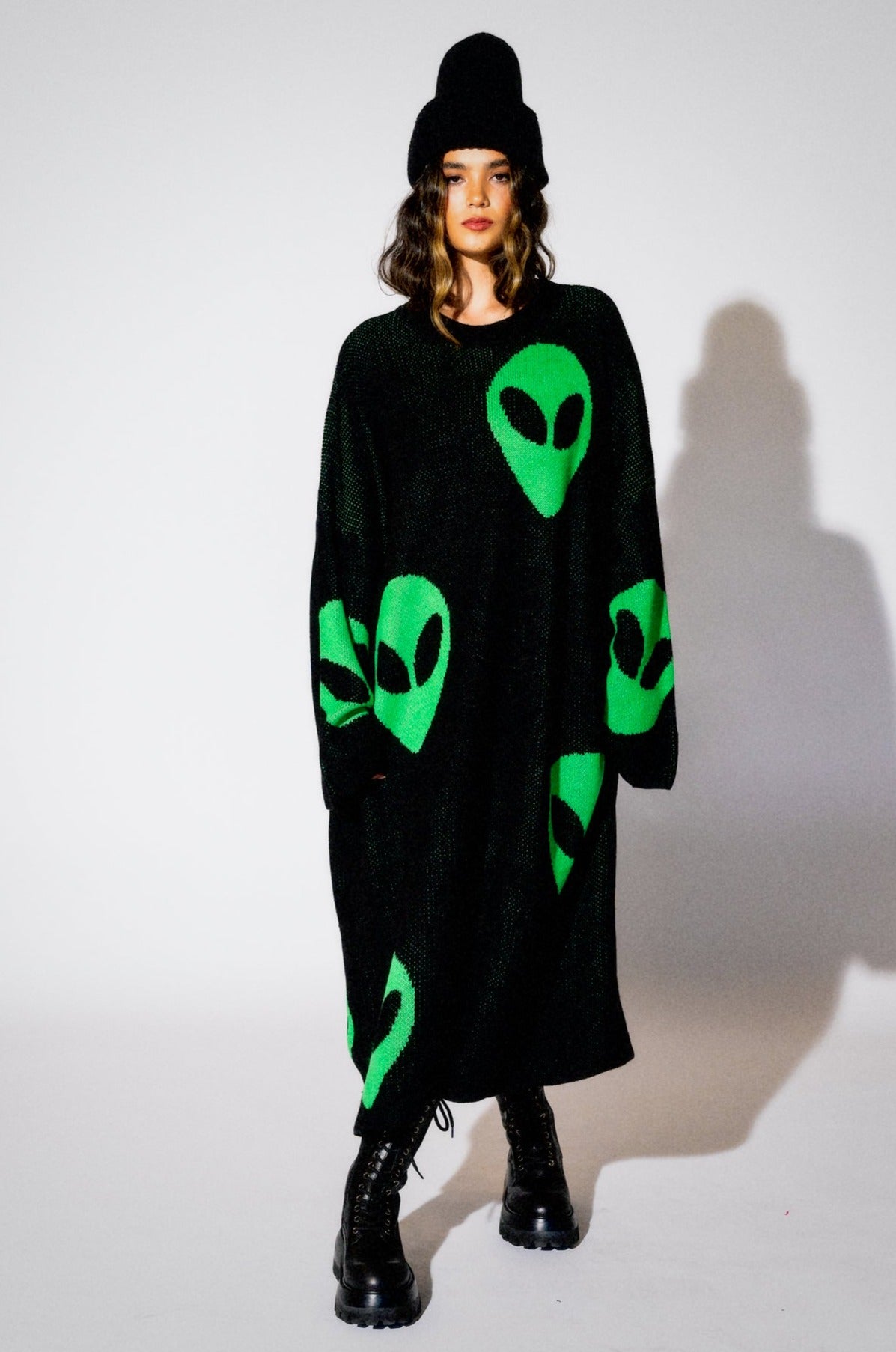 Literally Limitless Oversized Knit Dress in Alien Lover – Dressed in Lala