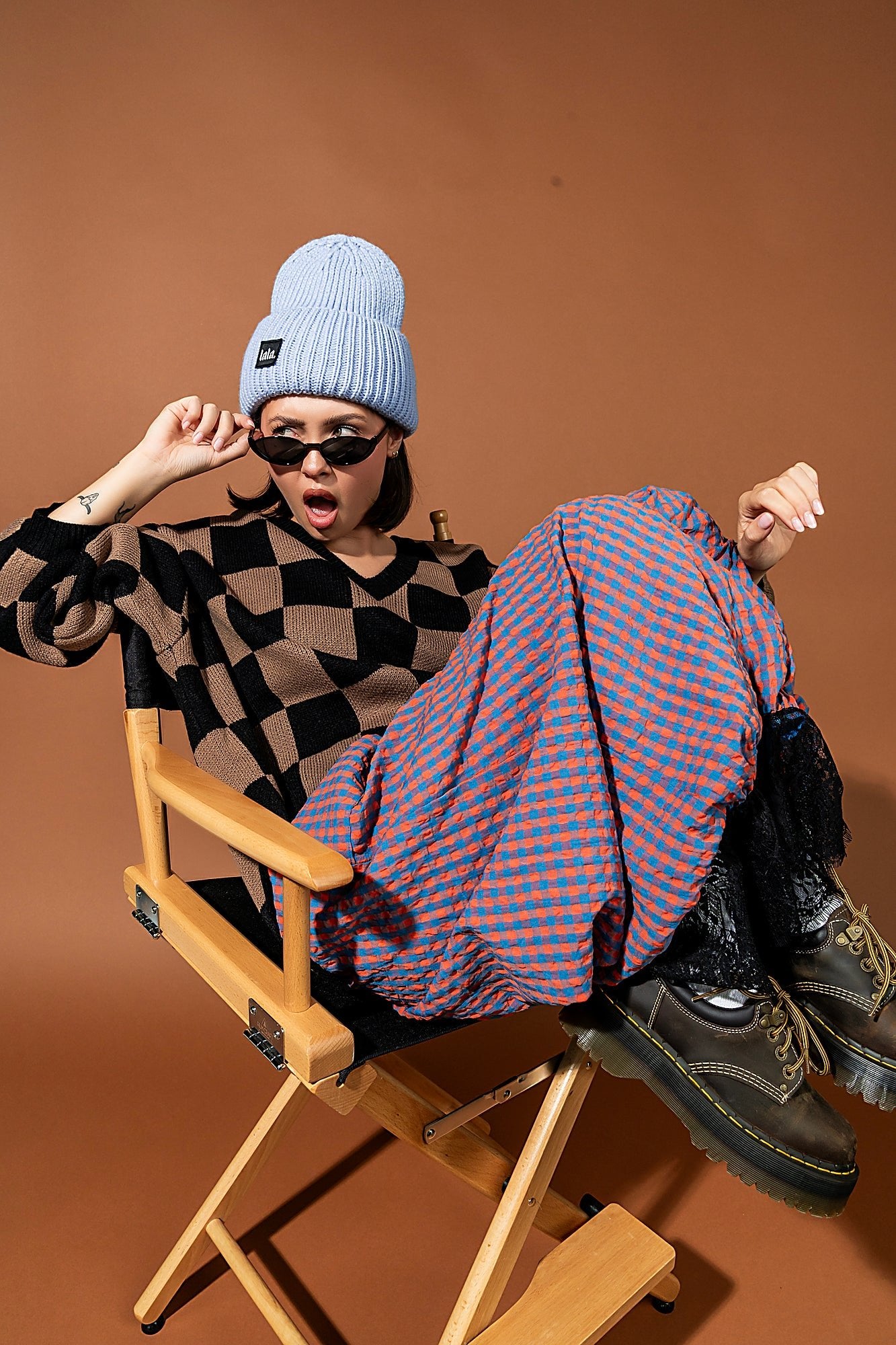 All For Fun Seersucker Gingham Bloomer Pants in Blue + Orange – Dressed in Lala