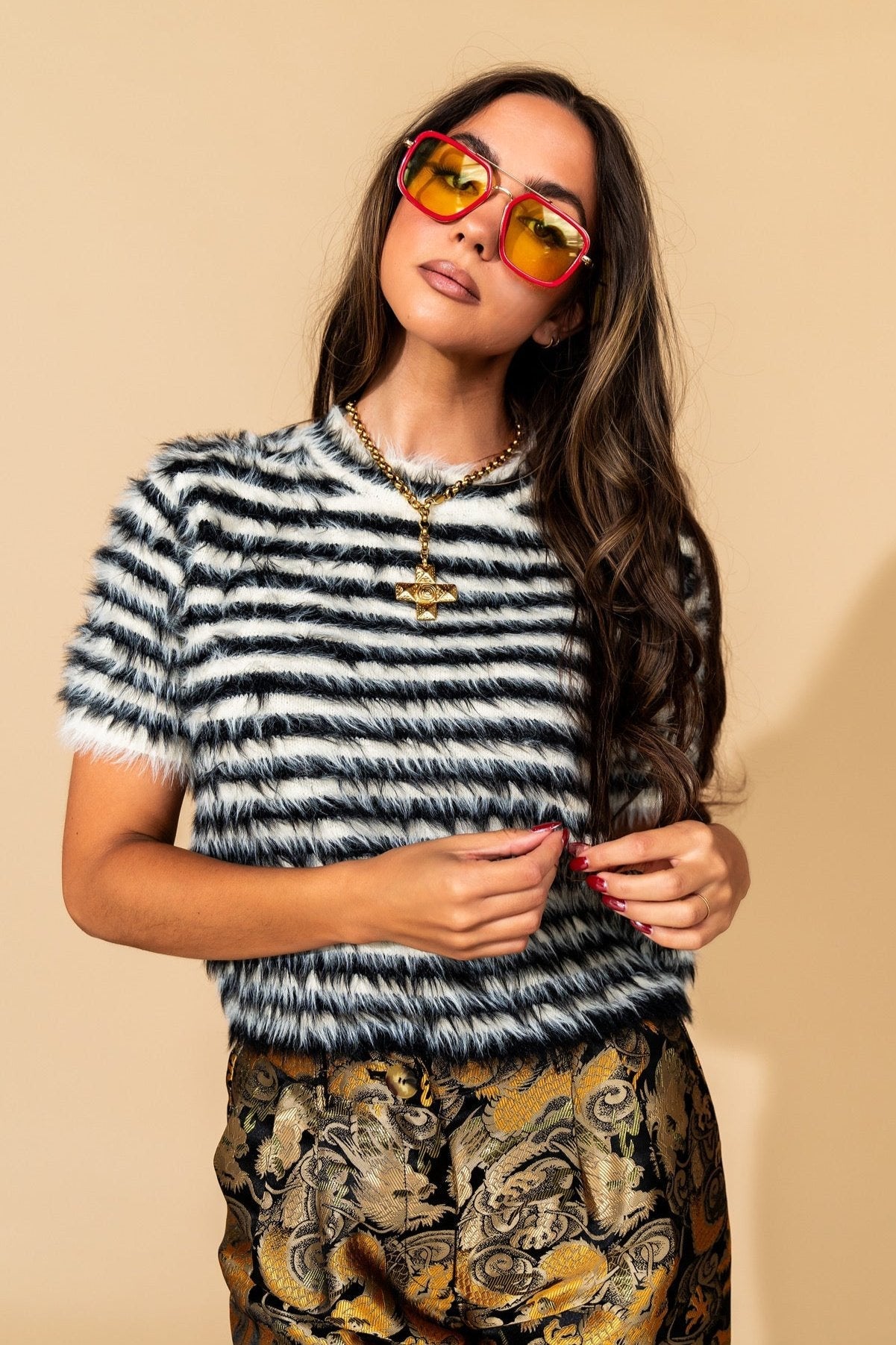 Fuzzy Knit Top in Black + White | Dressed in Lala Original