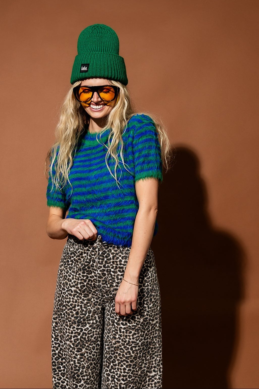 Fuzzy Knit Top in Blue + Green | Stretchy & Soft - Dressed in Lala Original