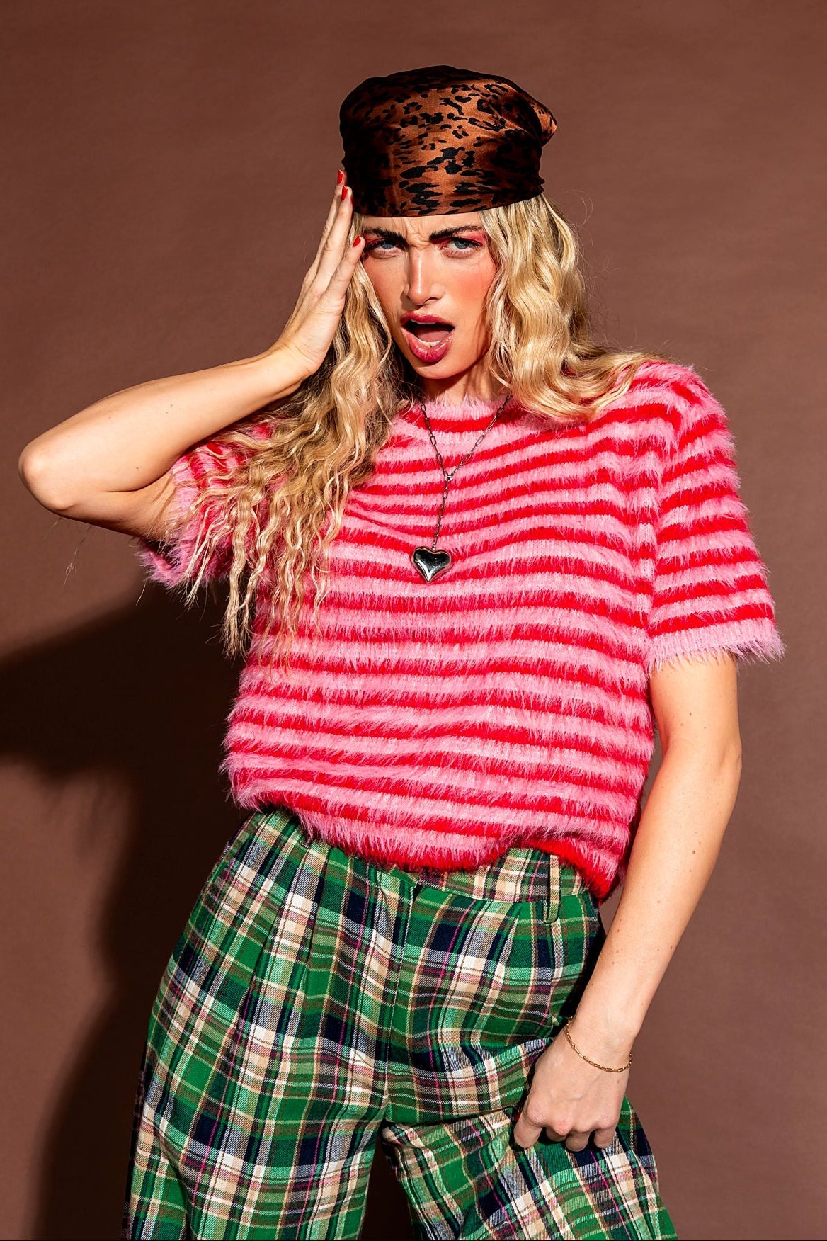 Fuzzy Knit Top in Red + Pink | Dressed in Lala Original