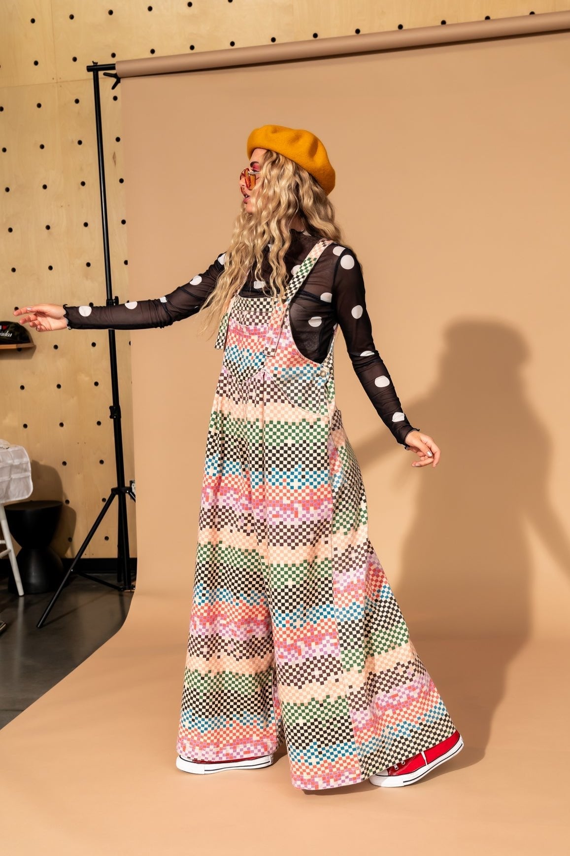 Grunge Rainbow Checkerboard Overalls - Dressed in Lala Original