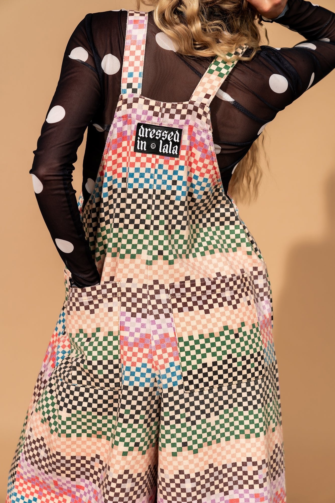 Grunge Rainbow Checkerboard Overalls - Dressed in Lala Original