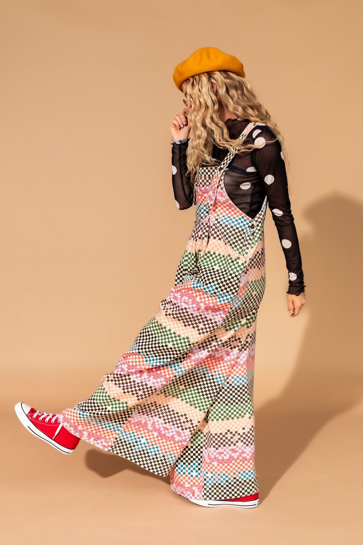 Grunge Rainbow Checkerboard Overalls - Dressed in Lala Original