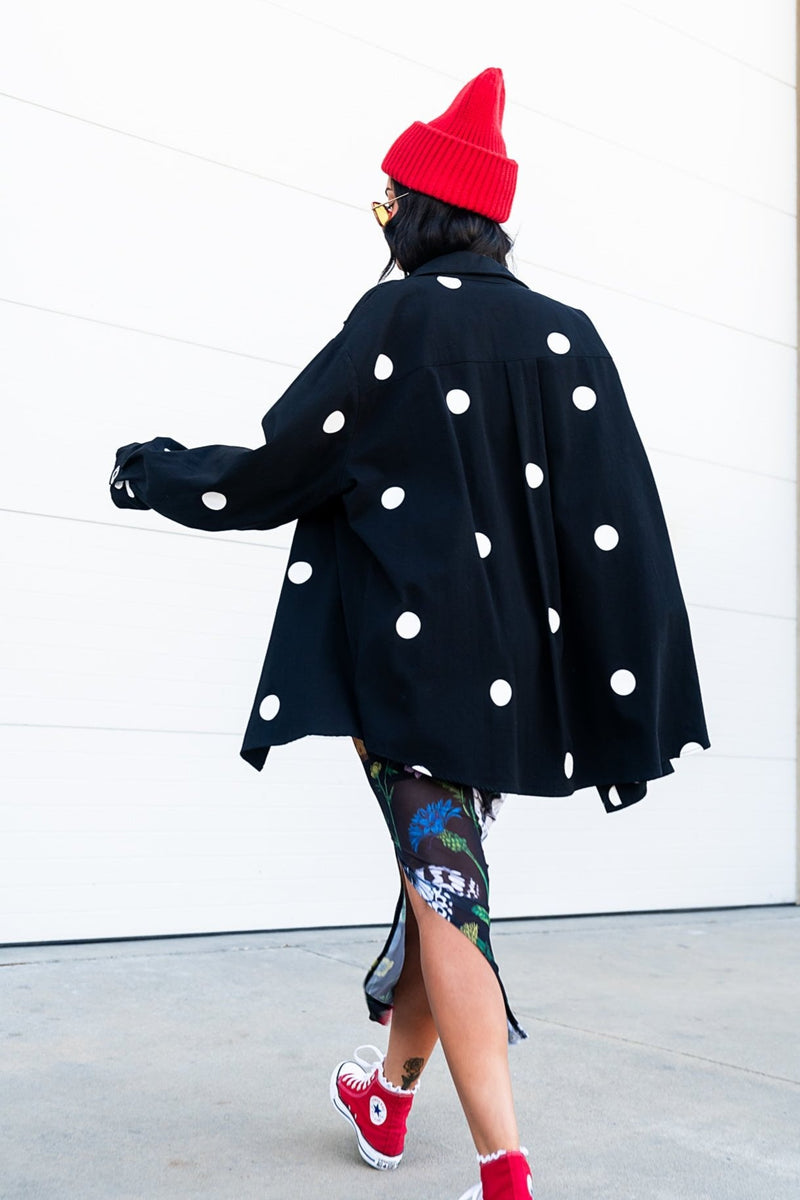Cause a Scene Shirt Jacket in Polka Dot – Dressed in Lala