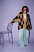 Oversized Checkerboard Cardigan - Stylish Knitwear - Dressed in Lala