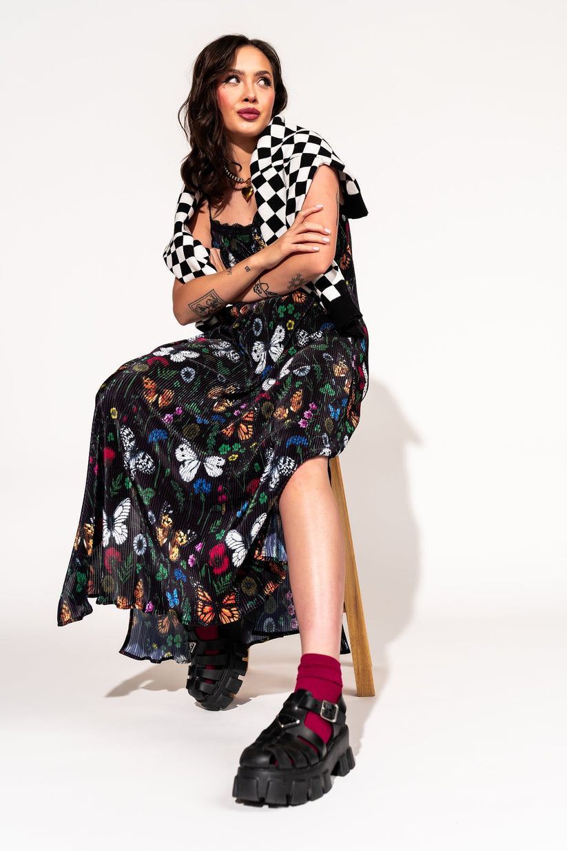 Money Honey Plisse Slip Dress in Folklore Florals – Dressed in Lala