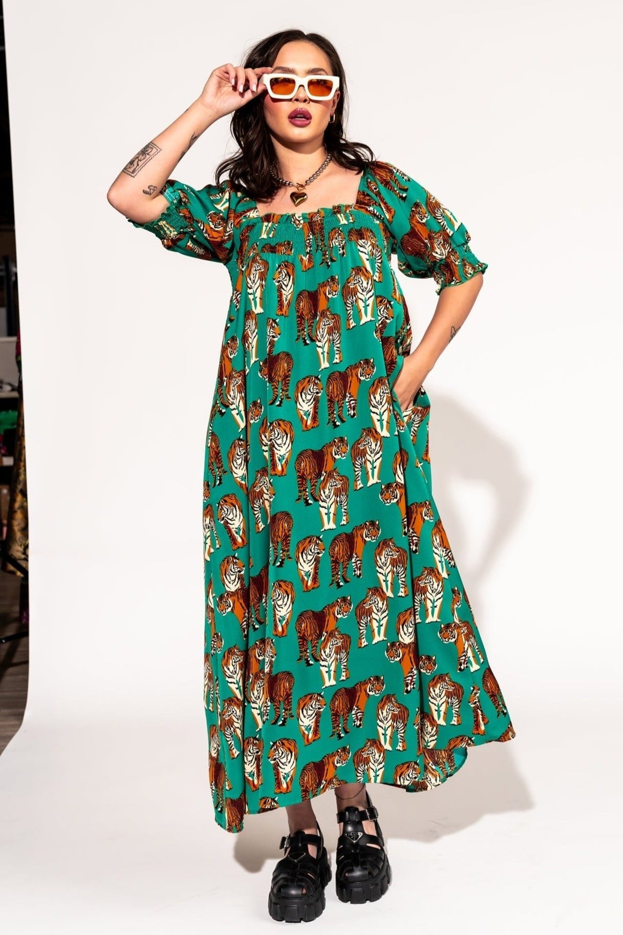 Palm Springs Smocked Dress in Tiger Tales – Dressed in Lala