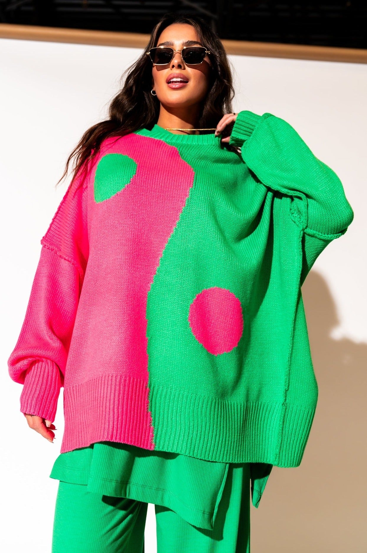 Yin Yang Gang Oversized Knit in Electric Watermelon – Dressed in Lala