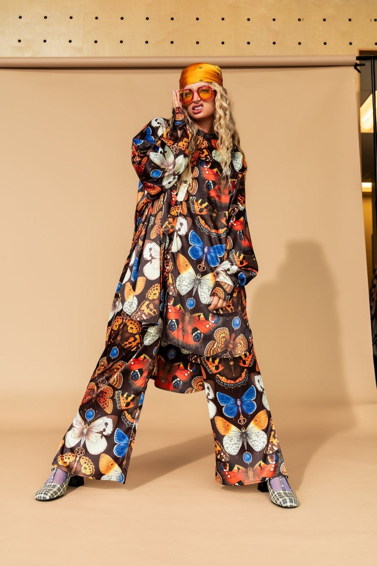 Lala Satin Playsuit in Mother Monarch – Dressed in Lala