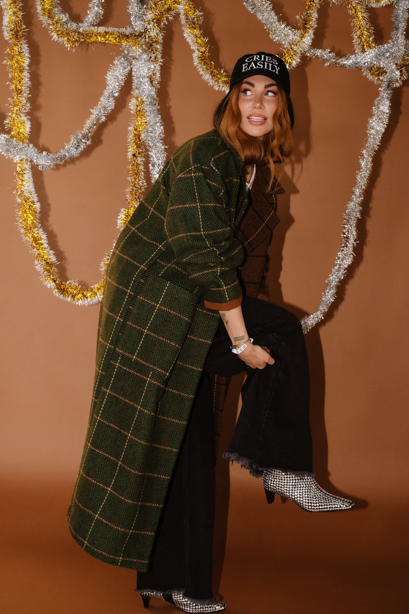 Libra Longline Half + Half Coat in Pine + Brown – Dressed in Lala