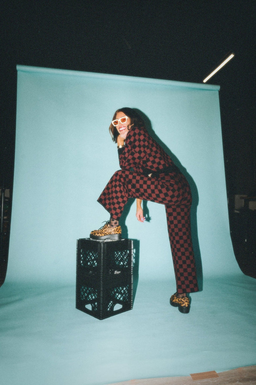 Take Your Power Back Checkerboard Knit Set in Black + Mocha – Dressed ...