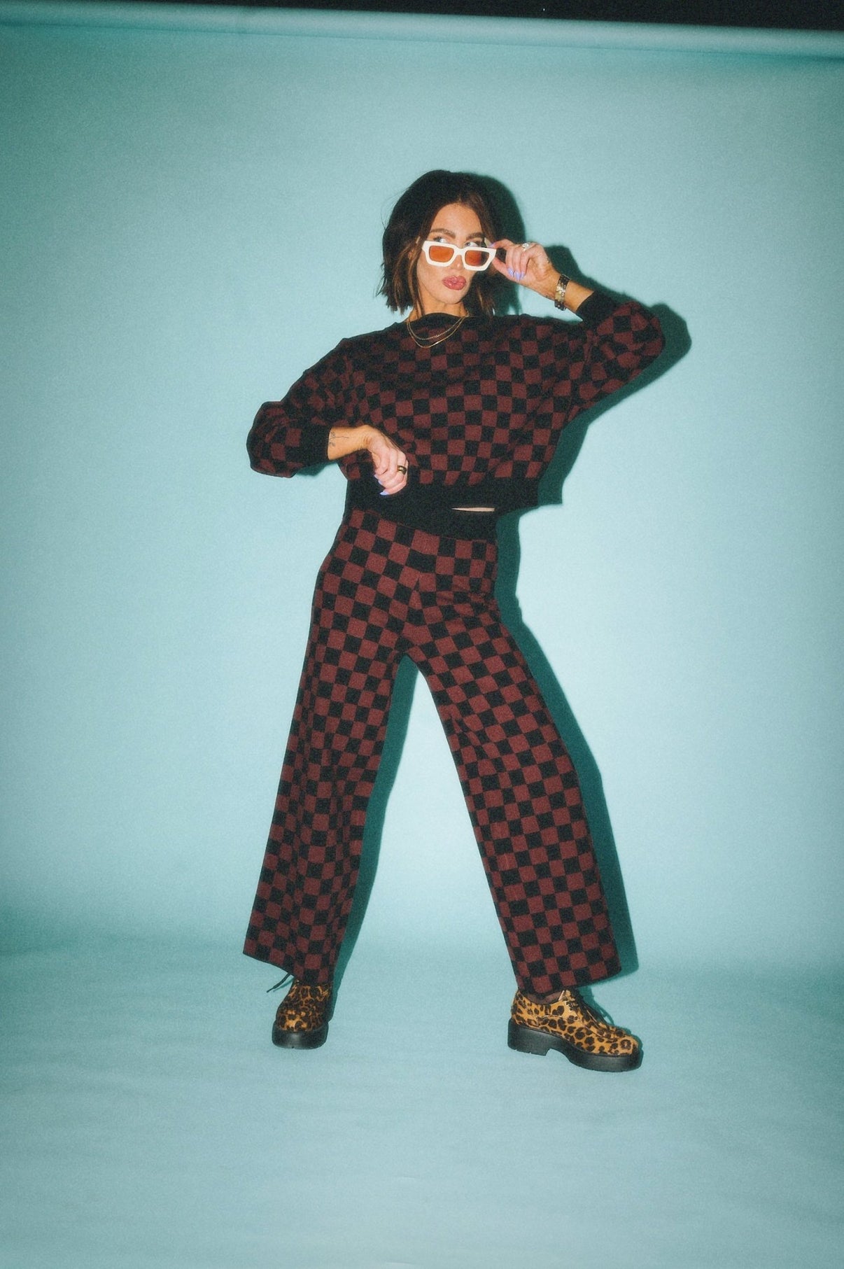 Take Your Power Back Checkerboard Knit Set in Black + Mocha – Dressed ...