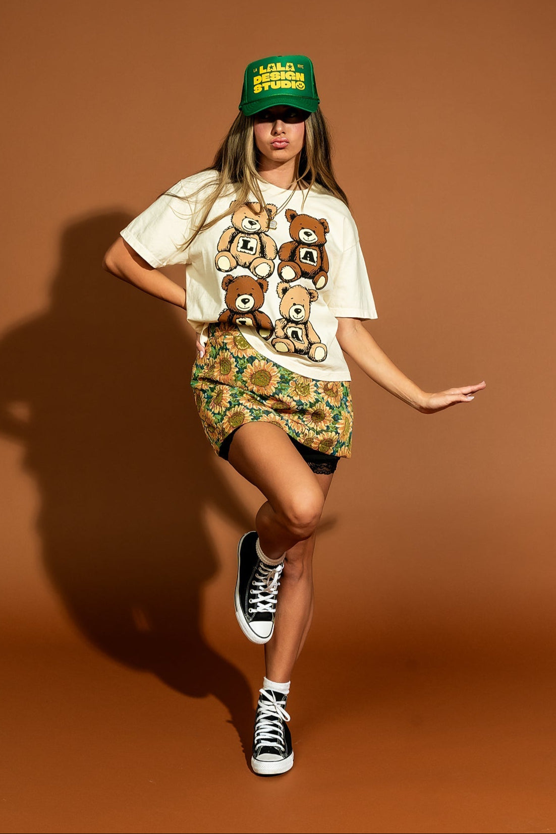 Lala Teddy Bear Hug Boxy Tee - Relaxed Fit, Garment-Dyed Cotton ...