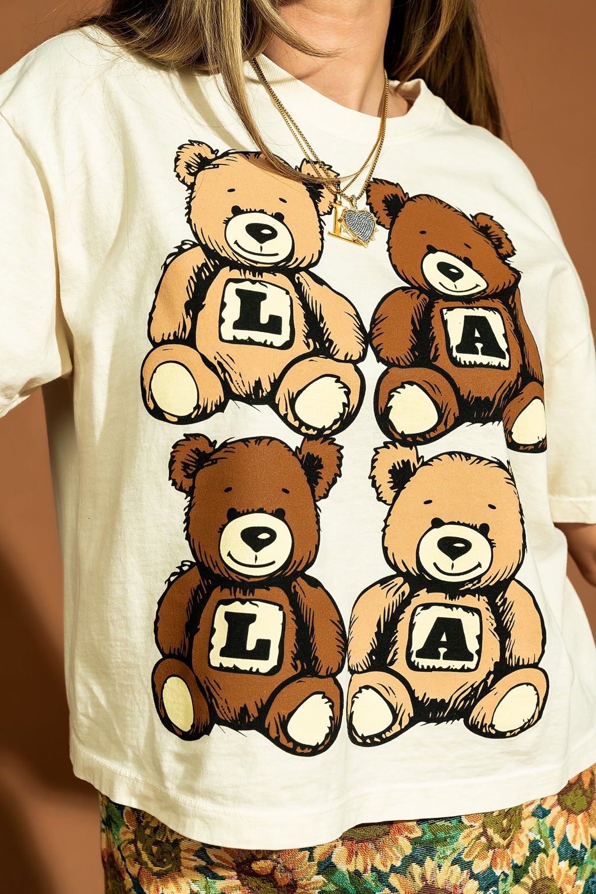 Lala Teddy Bear Hug Boxy Tee - Relaxed Fit, Garment-Dyed Cotton ...