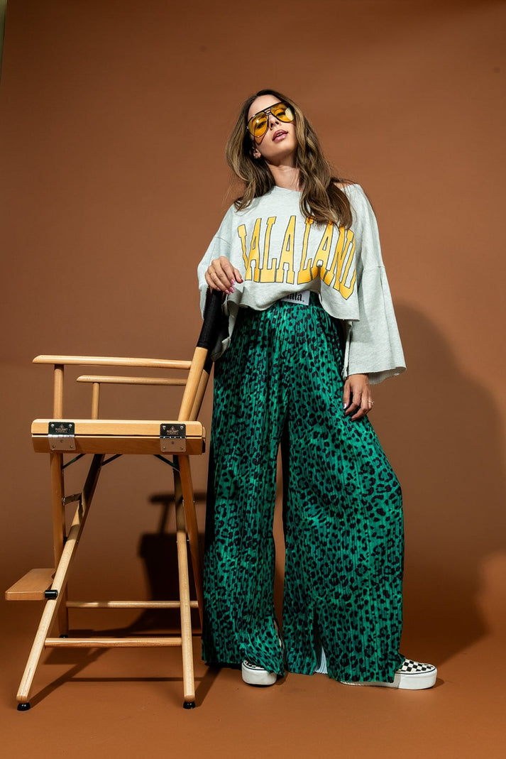Pleated Wide Leg Boxer Pants - Dressed in Lala