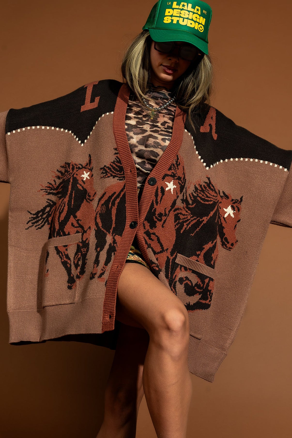 Oversized Wild Mustang Cardigan - Lala Original Design – Dressed in Lala