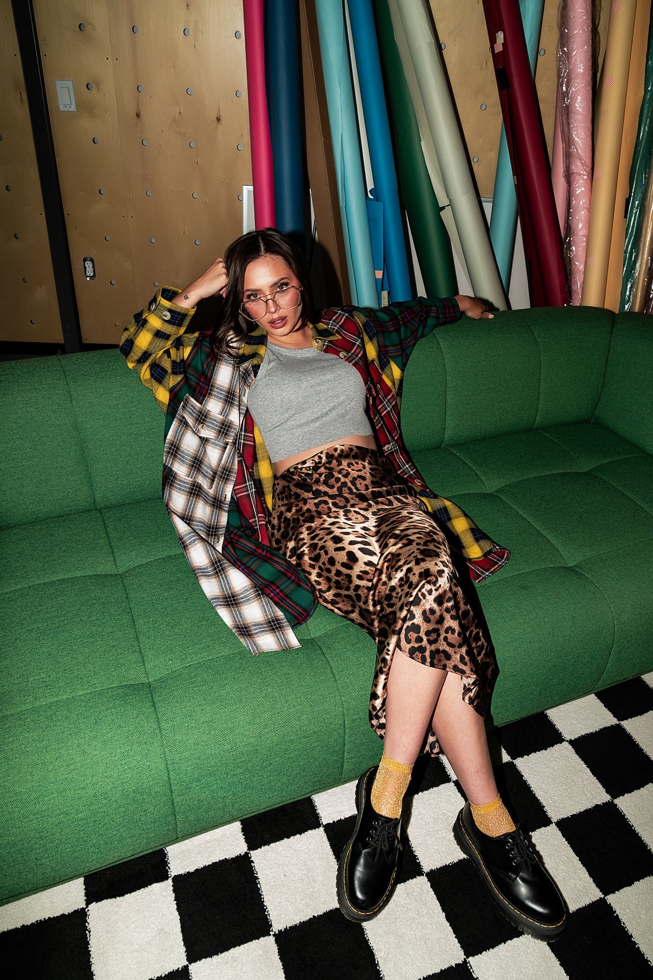 Zuri Oversized Grunge Flannel in Color Block Patchwork – Dressed in Lala