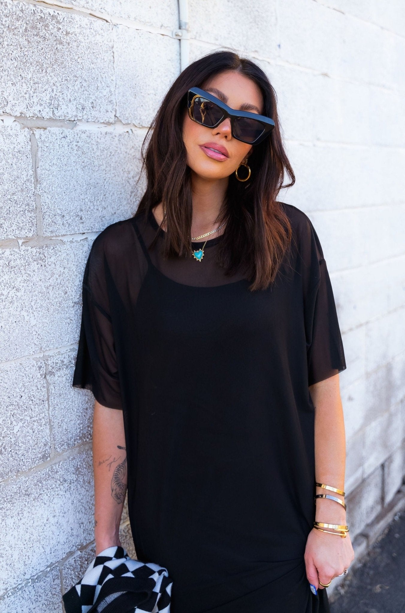 Karma Oversized Mesh Dress + Slip in Black – Dressed in Lala