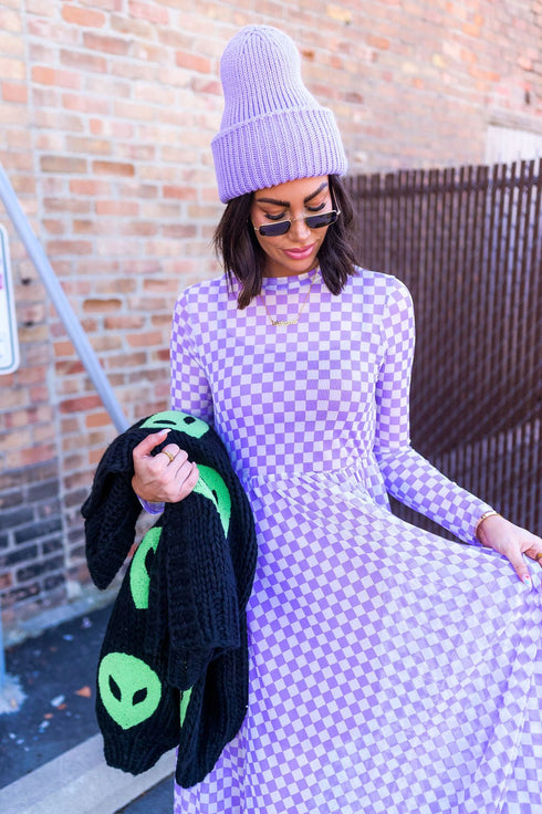 More You Mesh Maxi Dress in Lavender Checkerboard *RESTOCKED* – Dressed ...