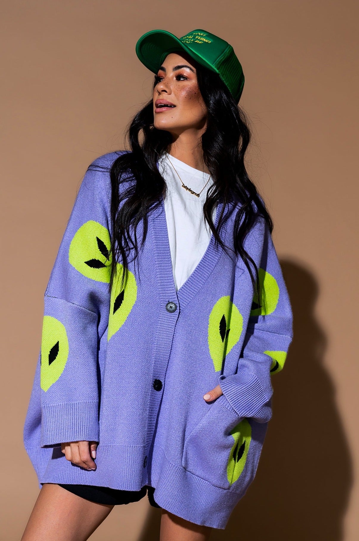 LALA ORIGINAL: Too Cool For You Oversized Alien Cardigan in Lavender ...