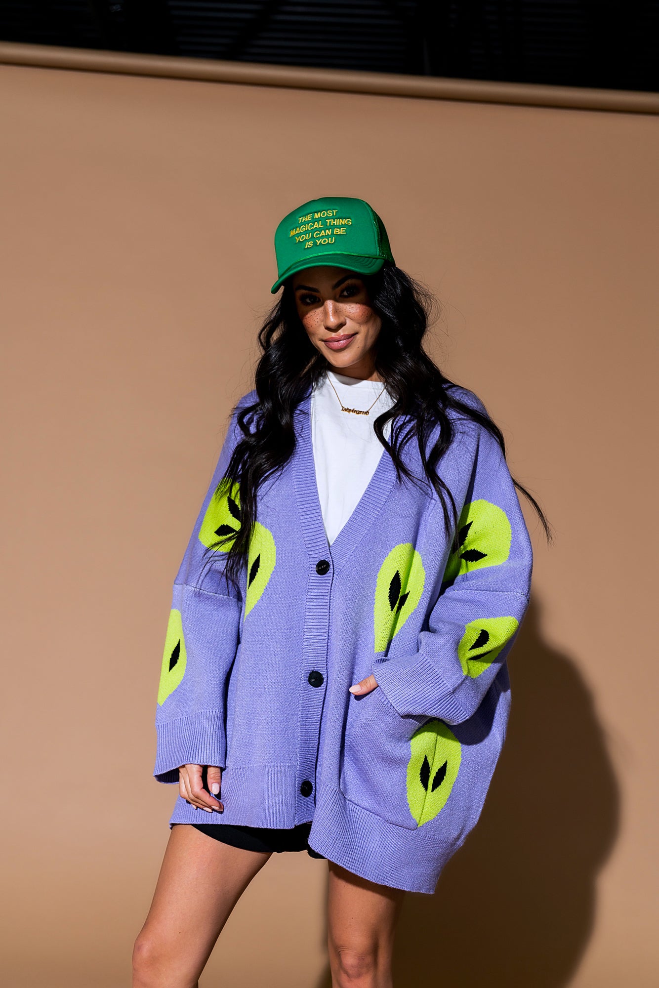 LALA ORIGINAL: Too Cool For You Oversized Alien Cardigan in Lavender ...