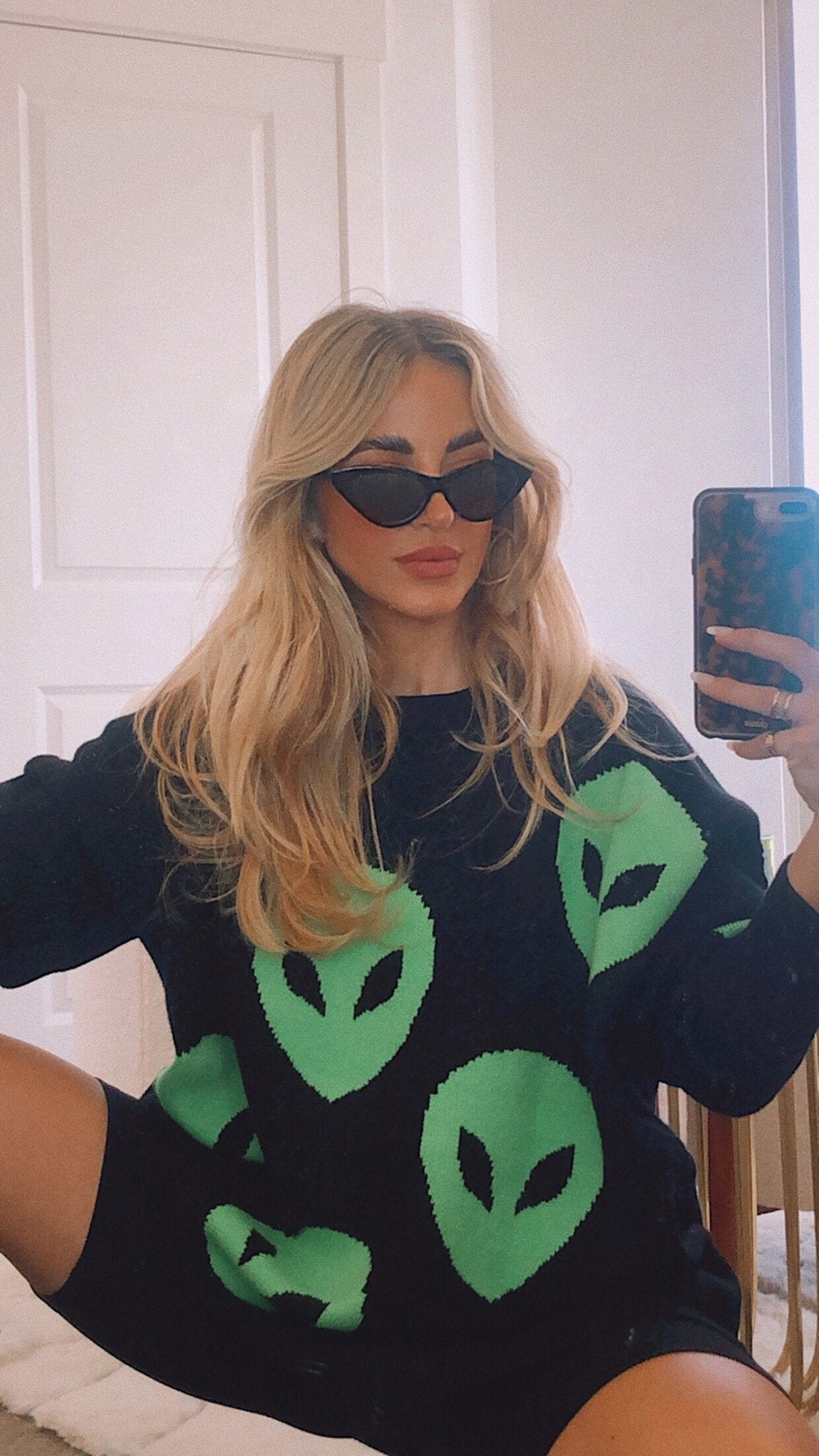 Oversized Alien Knit in Black - Quirky Fashion Statement - Lala ...