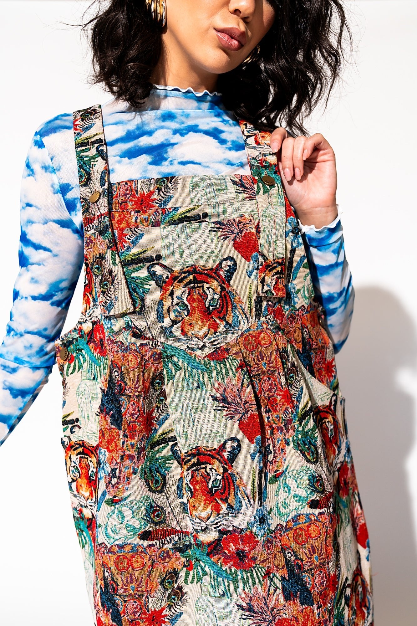 Jacquard Overall Dress - Wild Soul Tigers | Dressed in Lala Original