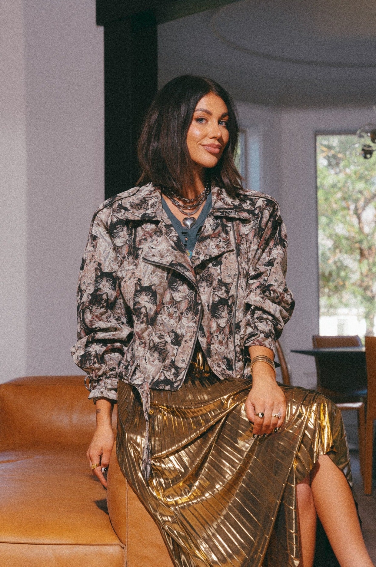 Crazy Cat Lady Jacquard Moto Jacket – Dressed in Lala