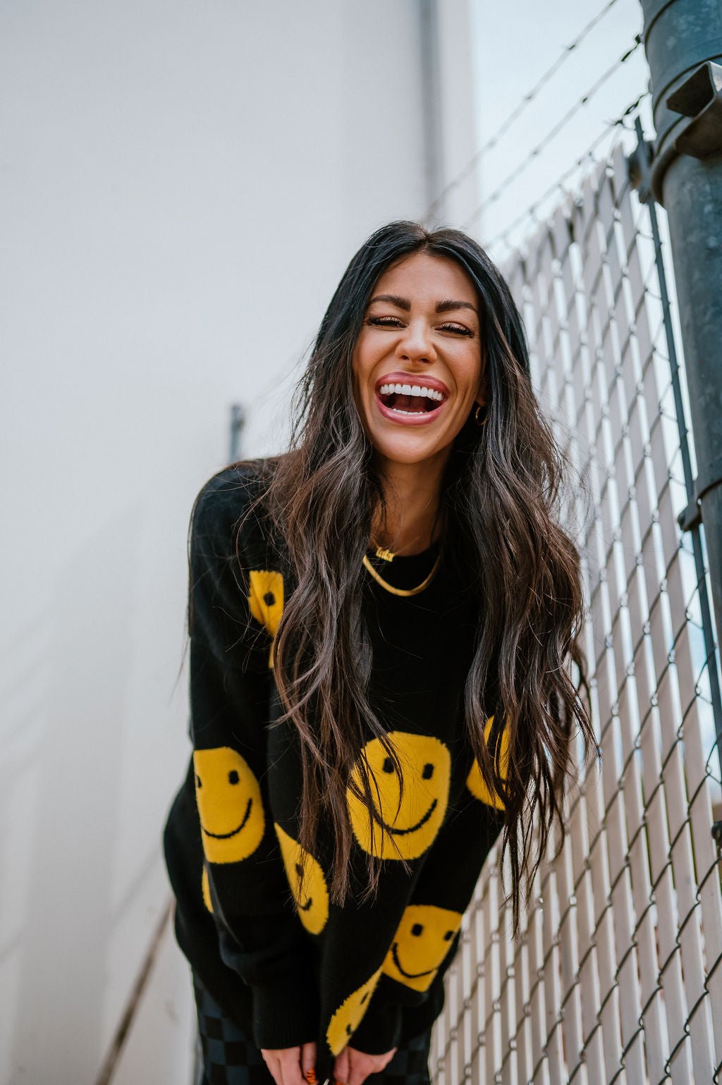 Oversized Smile Knit Sweater - Spread Joy with Lala Originals – Dressed ...