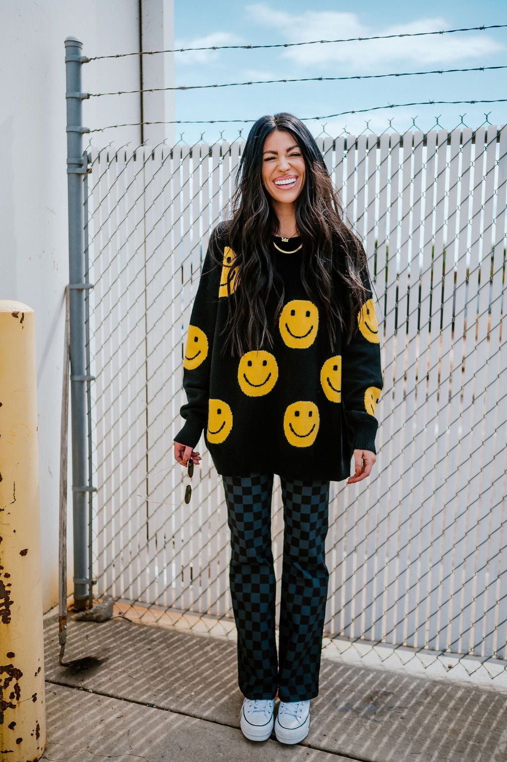 Oversized Smile Knit Sweater - Spread Joy with Lala Originals – Dressed ...
