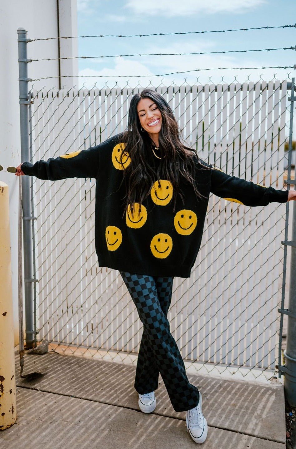 Oversized Smile Knit Sweater - Spread Joy with Lala Originals – Dressed ...