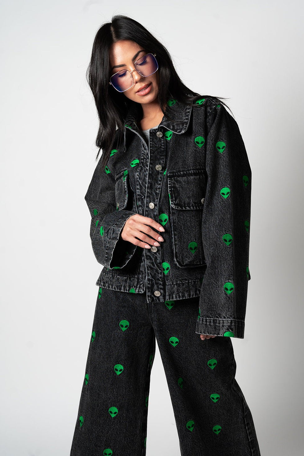 I Need Space Embroidered Alien Denim Jacket – Dressed in Lala