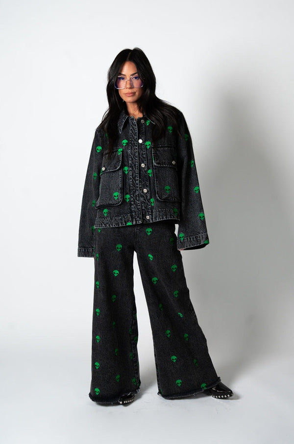 I Need Space Embroidered Alien Denim Jacket – Dressed in Lala