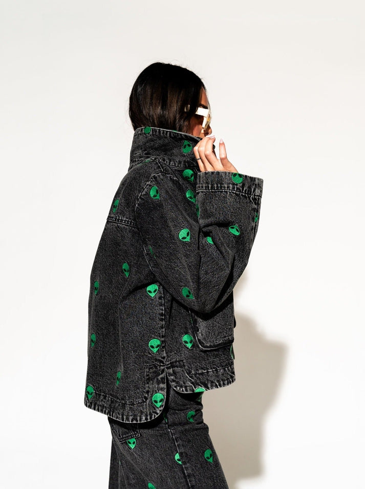 I Need Space Embroidered Alien Denim Jacket – Dressed in Lala