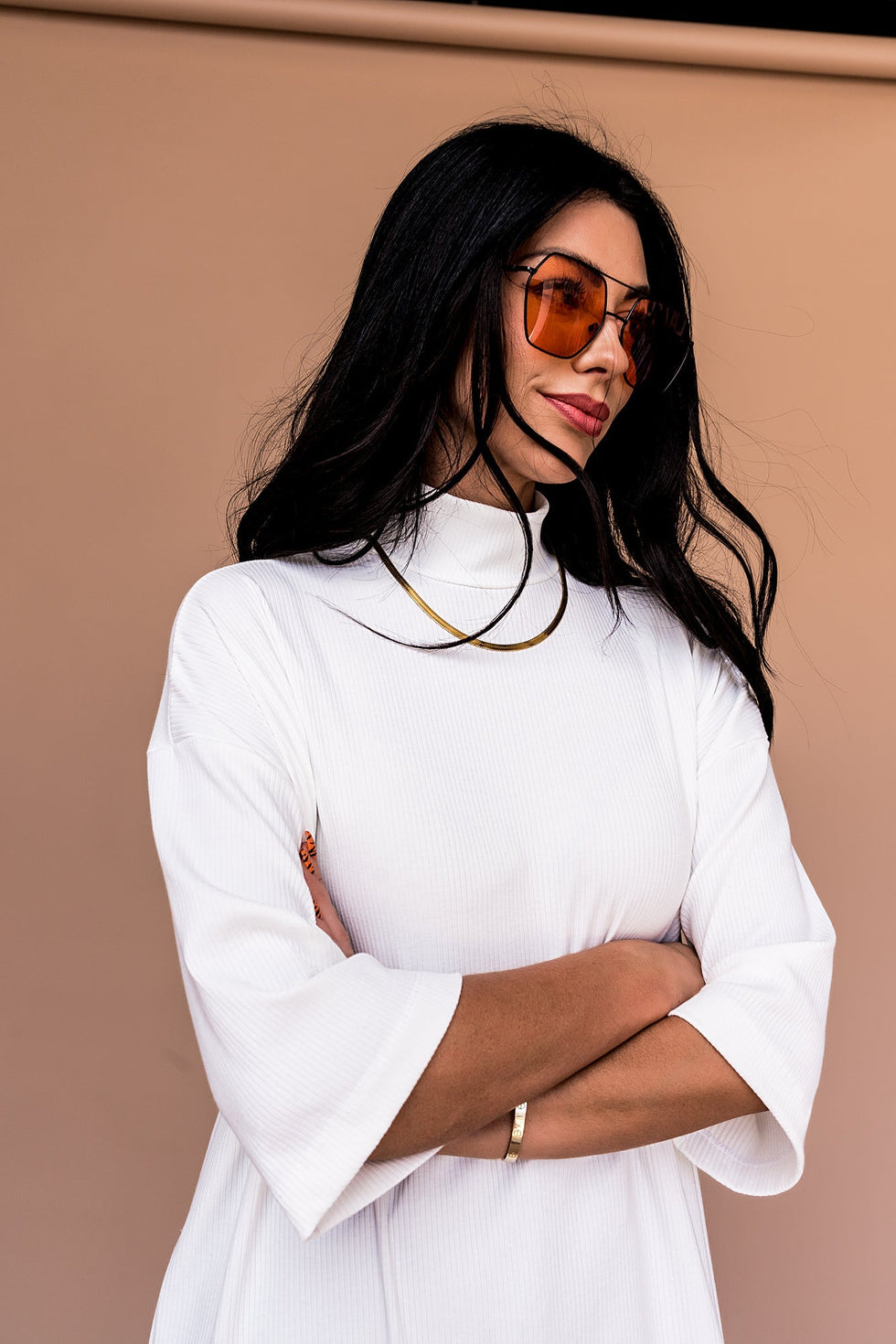 Lala Icon Mock Neck Top in White - Stylish & Versatile - Dressed in Lala